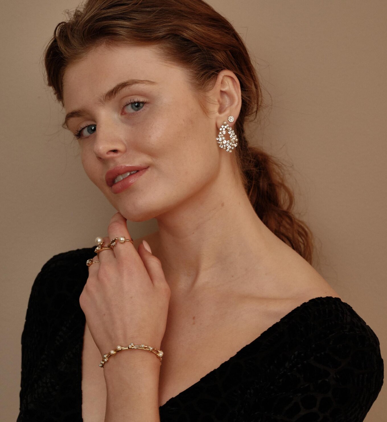 Alice pearl earrings - Ivory silk - Lily and Rose